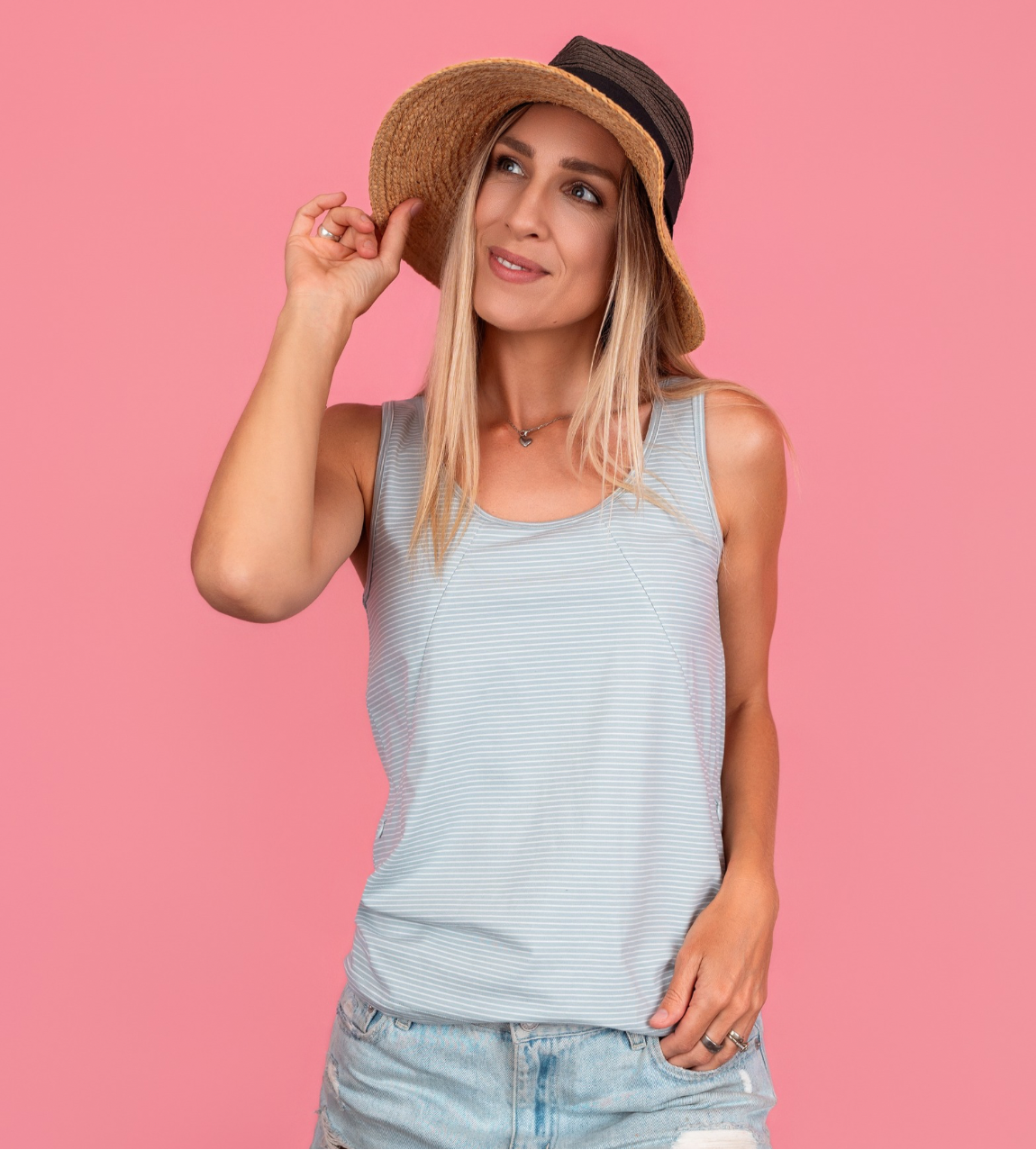 Columbia Breastfeeding Tank - Seafoam Stripe – Cadenshae NZ
